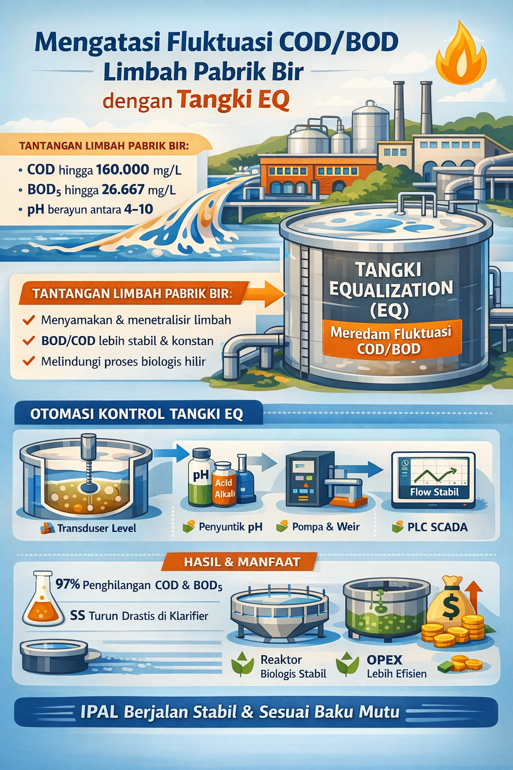 Brewery wastewater doesn’t flow it surges, Equalization tanks and ...