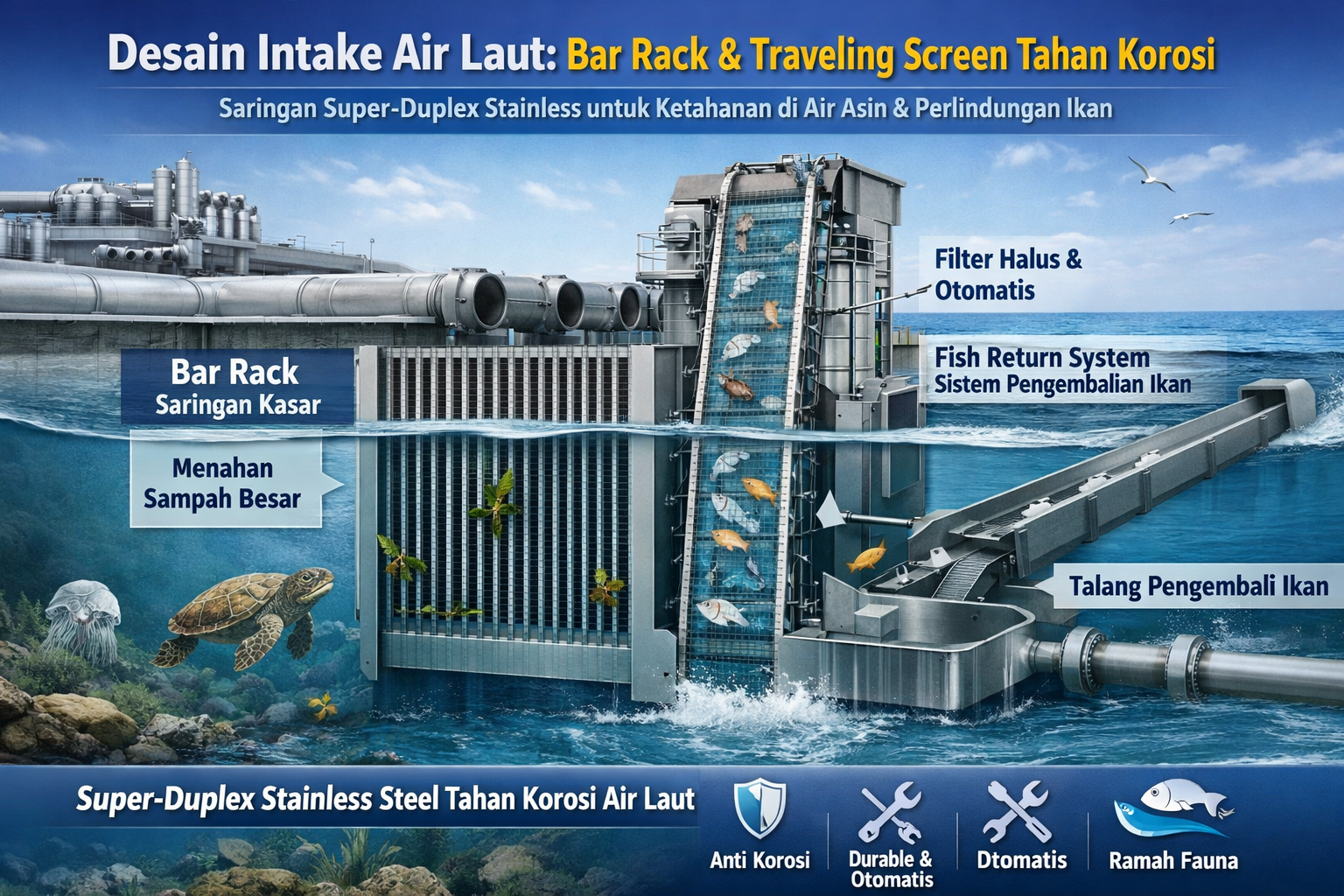 Inside the Seawater Intake: Why Bar Racks and Traveling Band Screens ...